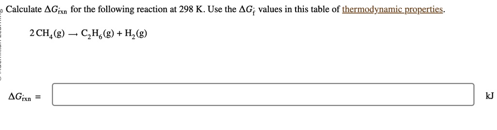calculate grxn for the following reaction at 298k use the gf values in this table of ...