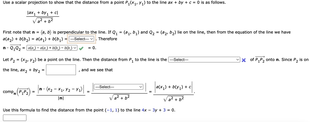 SOLVED: Texts: |ax+by+c| √(a^2+b^2) First note that n = (a, b) is ...