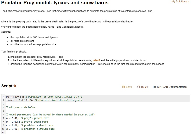 Solved Predator Prey Model Lynxes And Snow Hares My Solutions The Loika Volterra Predator Prey