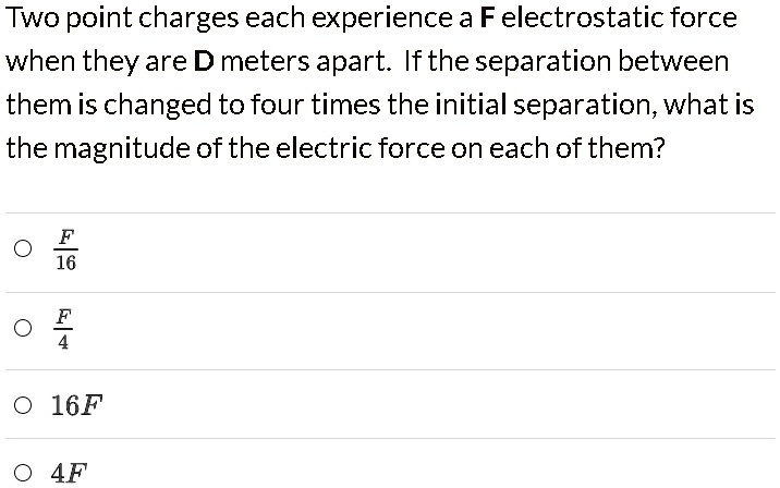 Solved Two Point Charges Each Experience A Felectrostatic Force When
