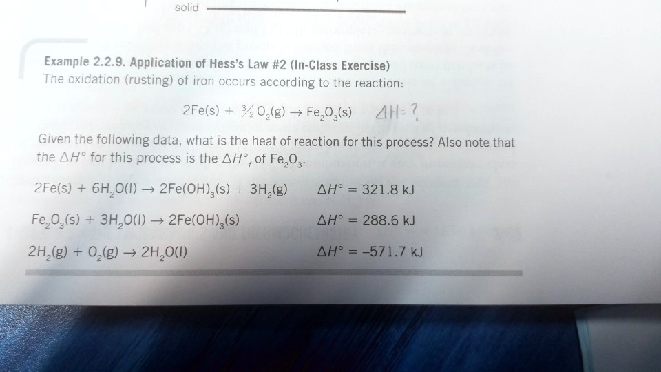 SOLVED: Example 2.2.9. Application of Hess' Law #2 (In-Class Exercise ...