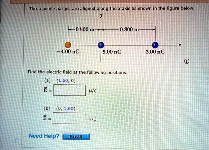 SOLVED:Three point charges are aligned along the x axis a8 shown in the figure below: 0.500 m 0. ...
