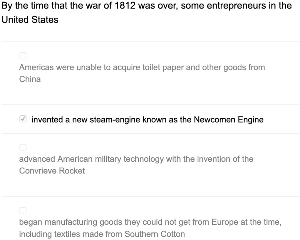 SOLVED: By the time that the War of 1812 was over, some entrepreneurs ...