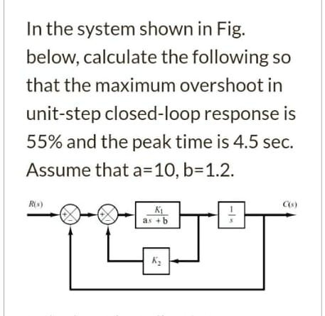 In the system shown in Fig. below, calculate the following so that the ...