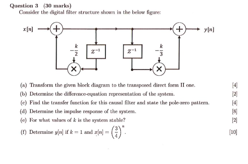 SOLVED ion 3 30 Marks Consider The Digital Filter Structure 