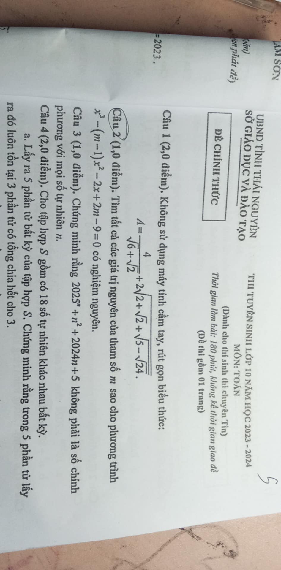 UBND TINH THÁI NGUYEN S? GÍ?O DUC V? b?o T?o DEL CHINII TH?C TIII TUYÊN SINII L?P 10 NXM HOQC ...