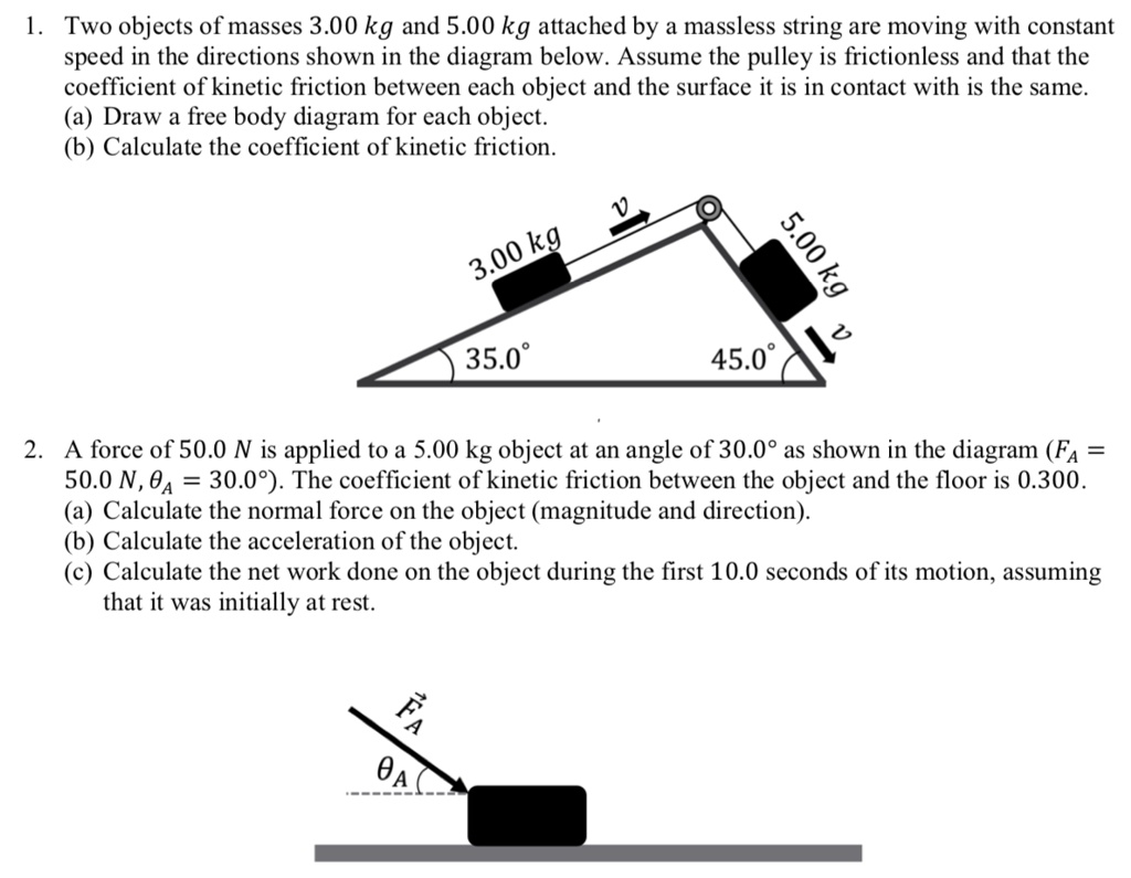 Solved Two Objects Of Masses 3 00 Kg And 5 00 Kg Attached By A