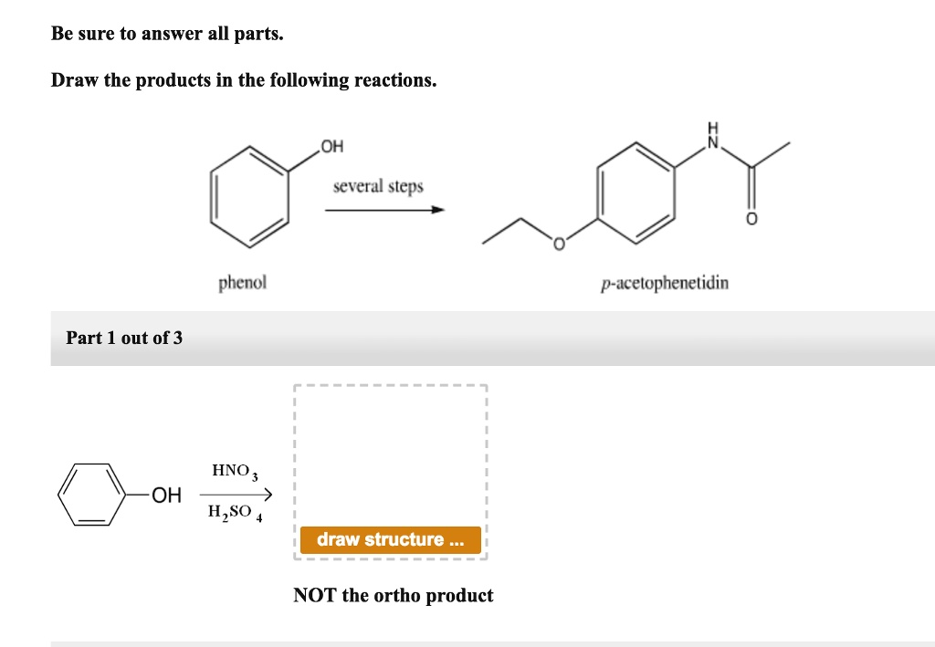 SOLVED: Be sure to answer all parts Draw the products in the following ...