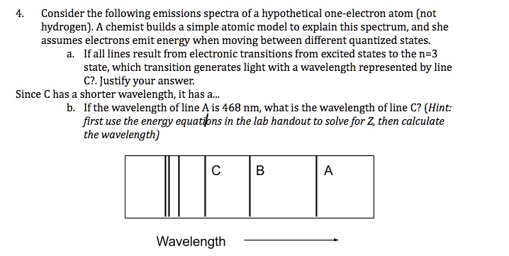 SOLVED: Can you help me with this? Consider the following emission spectra of a hypothetical one ...