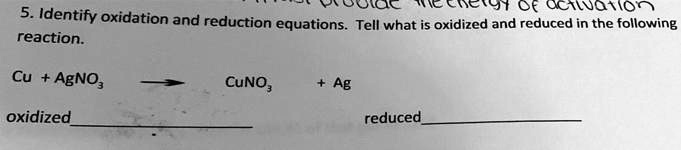 SOLVED: oiac T Cncyt Of CctiUatioo Identify oxidation and reduction equations. Tell what is ...