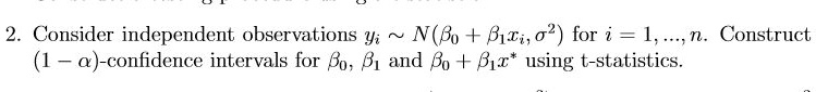 SOLVED:Consider independent observations y; N(B + B1Ti,02) for i = 1, n ...