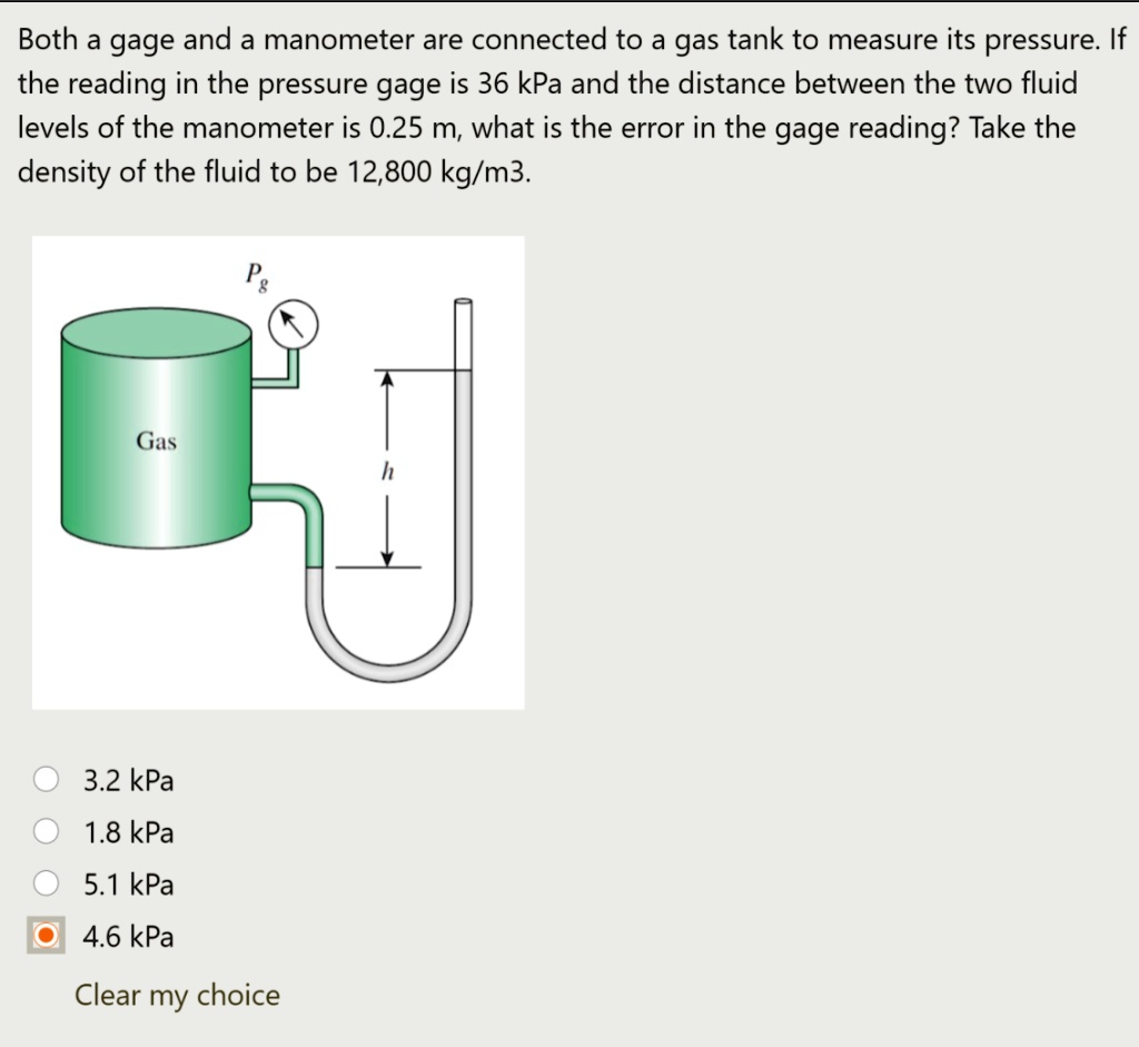 SOLVED: Both a gage and a manometer are connected to a gas tank to ...
