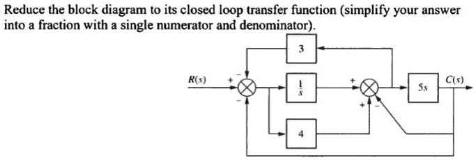 SOLVED: Reduce the block diagram to its closed loop transfer function ...