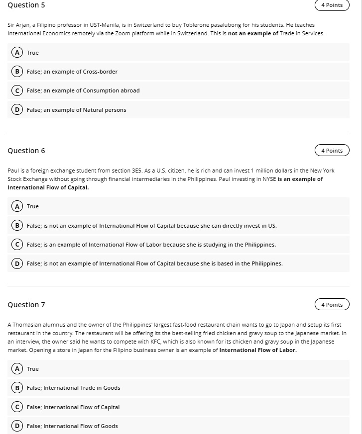 SOLVED: Question 5 4 Points Sir Arjan, a Filipino professor in UST ...