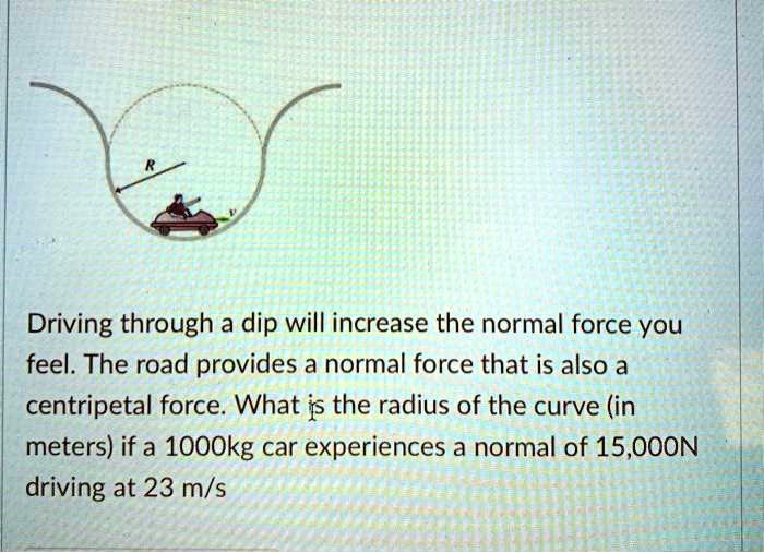 SOLVED: Driving through a dip will increase the normal force you feel ...