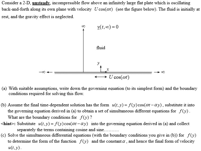 Consider a 2-D, unsteady, incompressible flow above an infinitely large ...