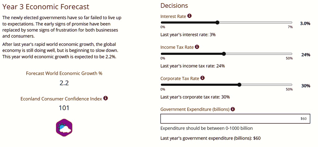 year 3 economic forecast decisions the newly elected governments have ...