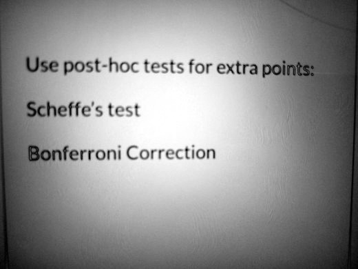 SOLVED: Use post-hoc tests for extra points: Scheffe's test Bonferroni ...