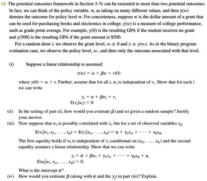 14 the potential outcomes framework in section 3 7e can be extended t0 ...