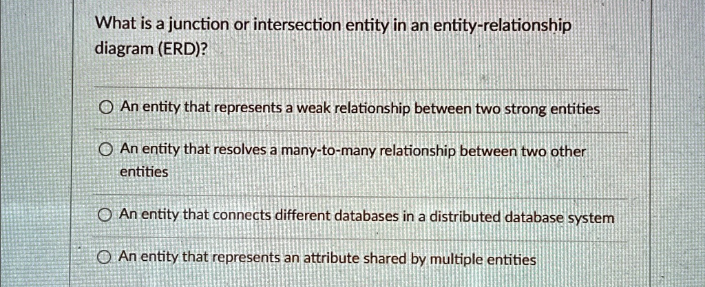 What is a junction or intersection entity in an entity-relationship ...