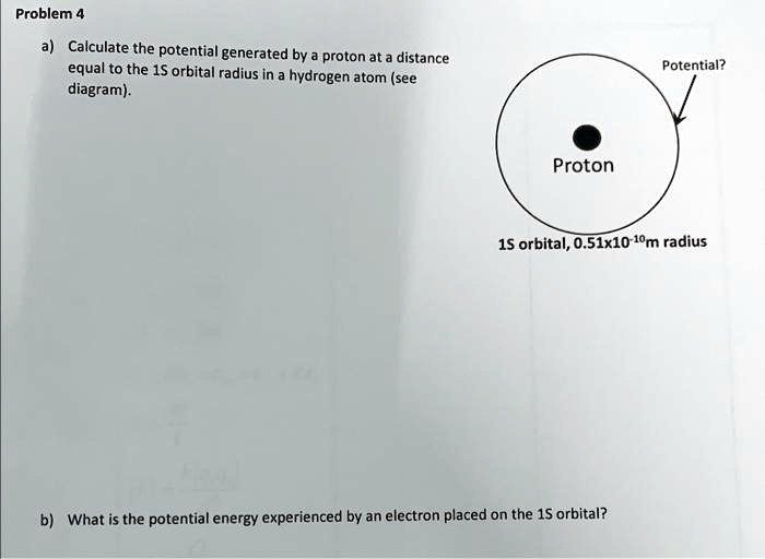 SOLVED: Problem4 a)Calculate the potential generated by a proton at a distance equal to the 1S ...