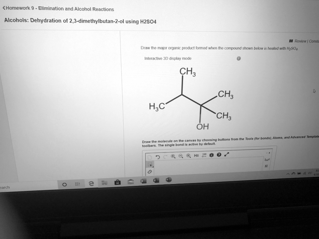 SOLVED: Homework 9: Elimination and Alcohol Reactions Alcohols: Dehydration of 2,3-dimethylbutan ...