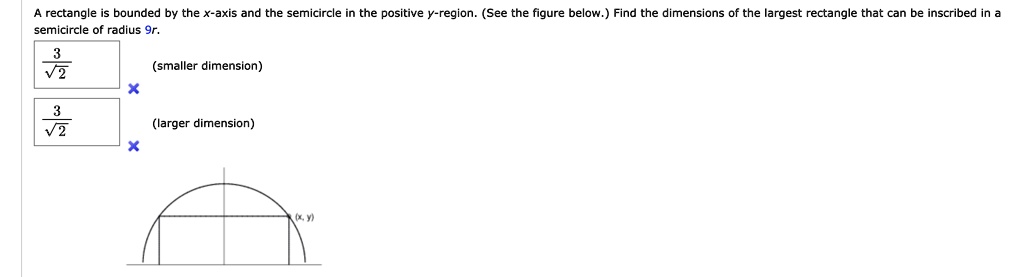 SOLVED: A rectangle is bounded by the x-axis and the semicircle in the positive Y-region (See ...
