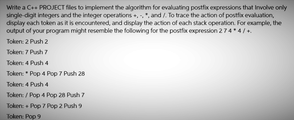 Solved Write A C Program To Implement The Algorithm For Evaluating Postfix Expressions That