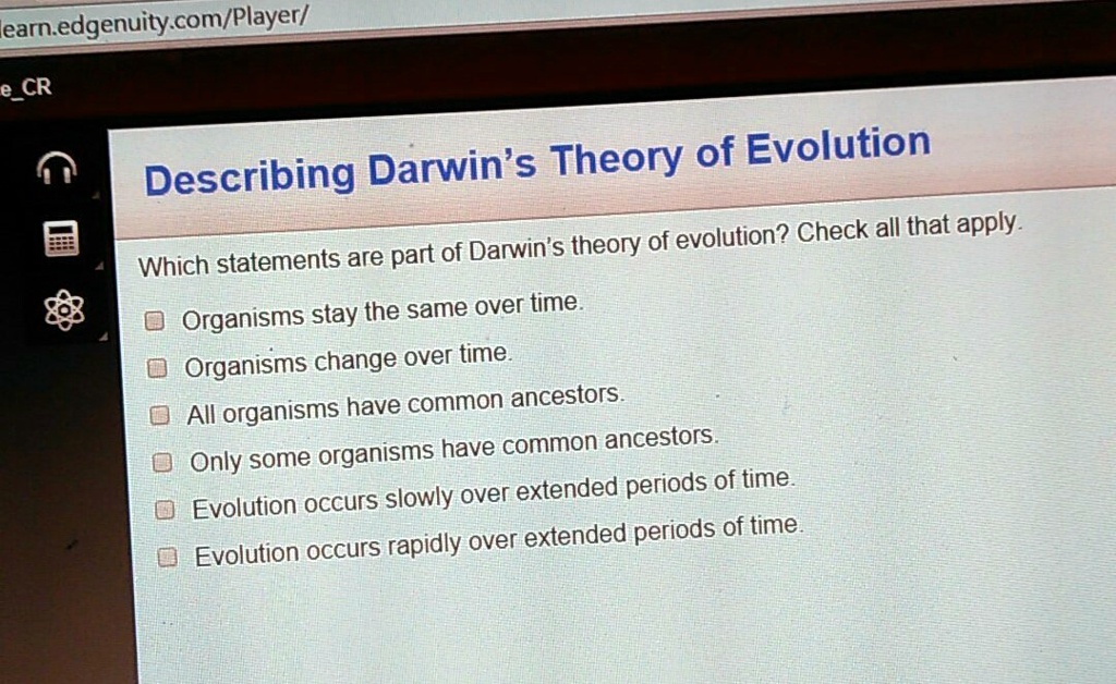 Describing Darwin's Theory of Evolution Which statements are part of ...