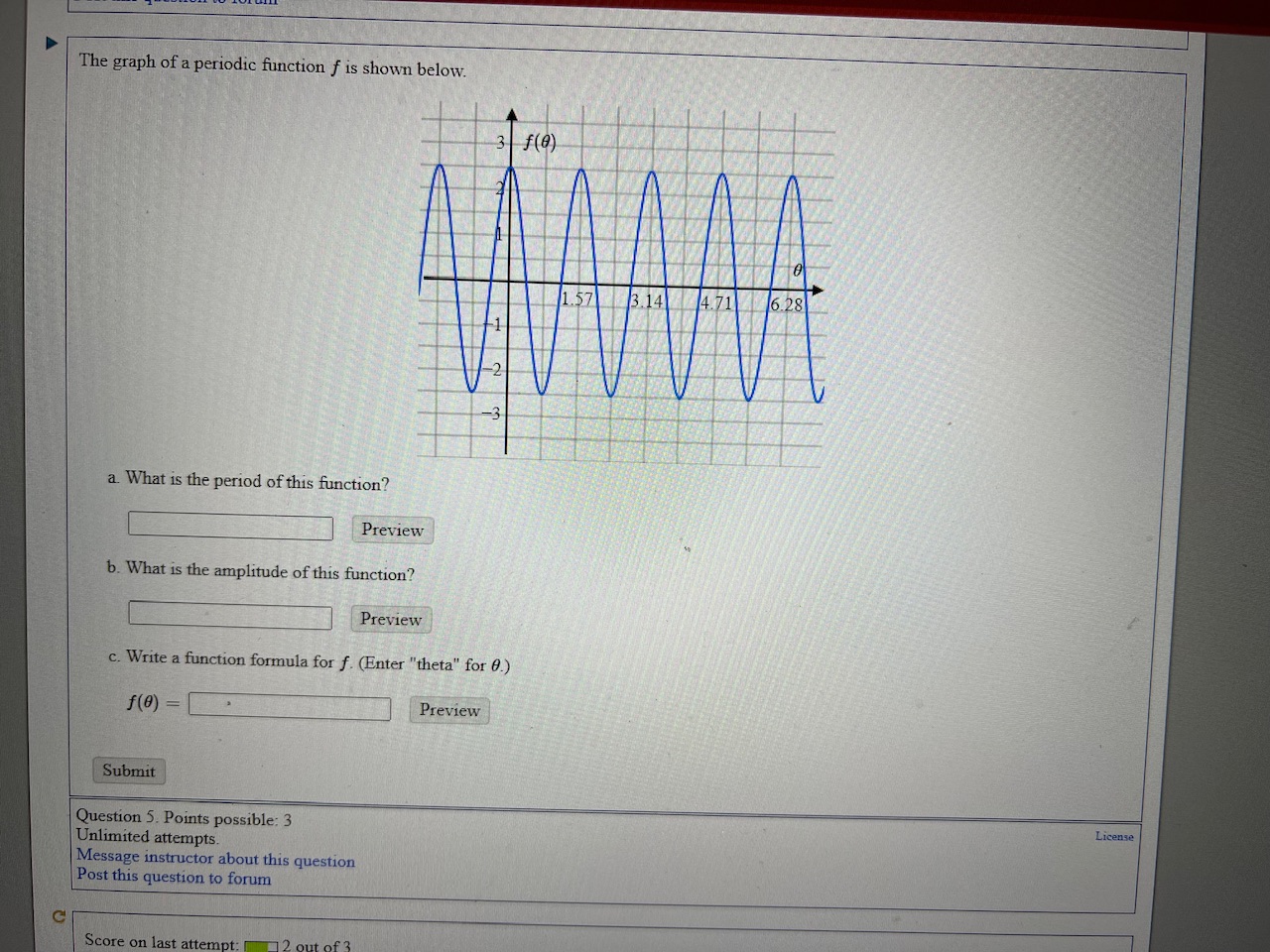 SOLVED: The graph of a periodic function f is shown below. a. What is the period of this ...