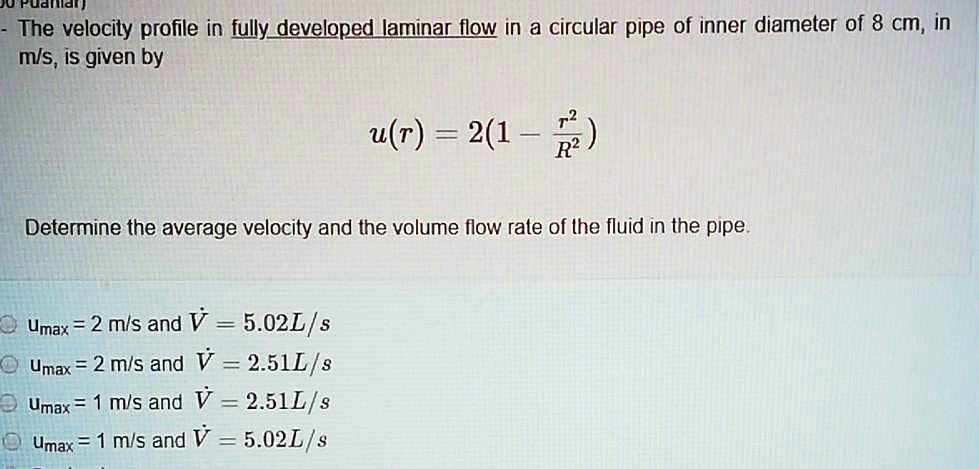 - The velocity profile in fully developed laminar flow in a circular ...