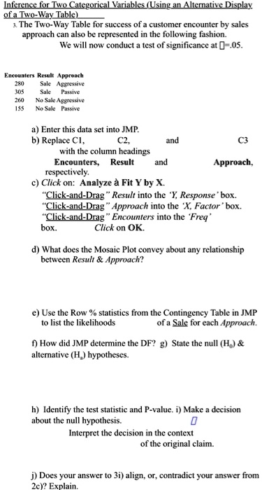 SOLVED: Inferenca for Two Catsgoricl Vuriabk sUsingan Altcmatits ...