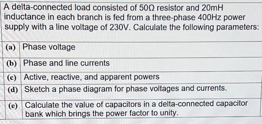 reference step by step method a delta connected load consisted of 50q ...