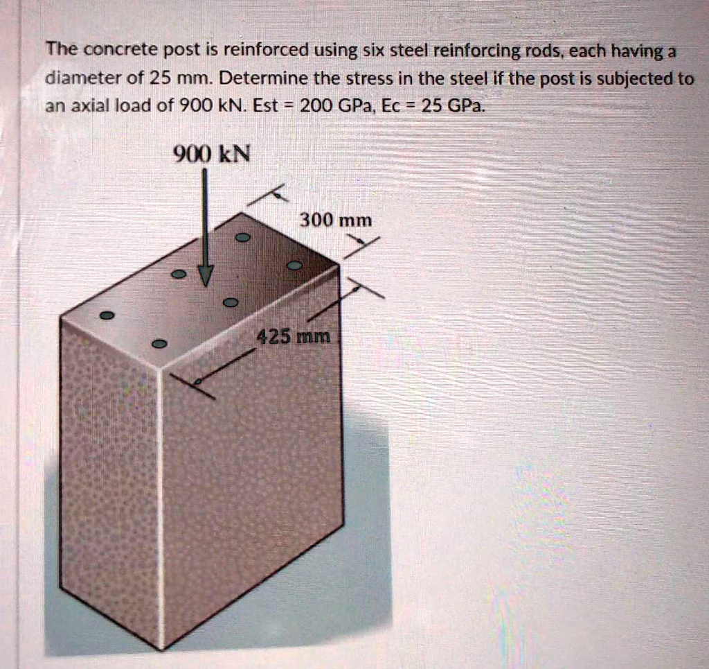 SOLVED: The concrete post is reinforced using six steel reinforcing ...