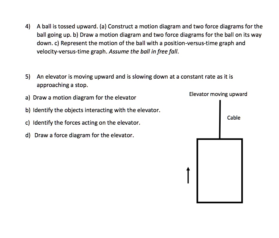 4 a ball is tossed upward a construct a motion diagram and two force ...