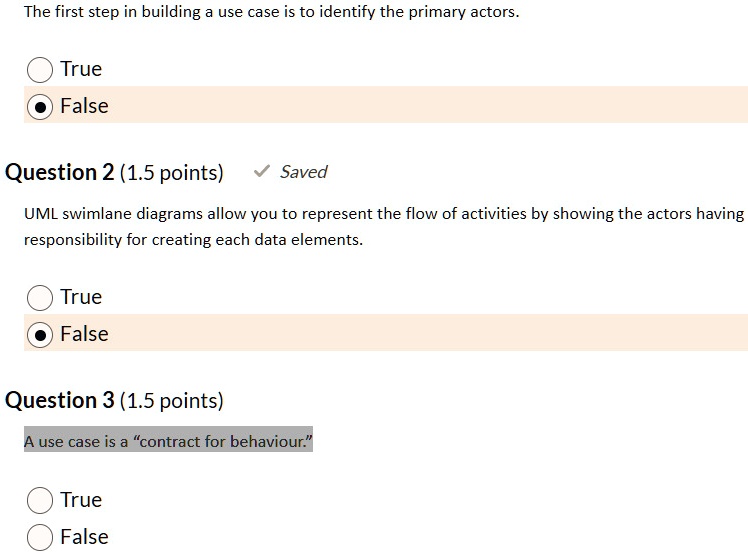 Solved The First Step In Building A Use Case Is To Identify The Primary Actors True False 
