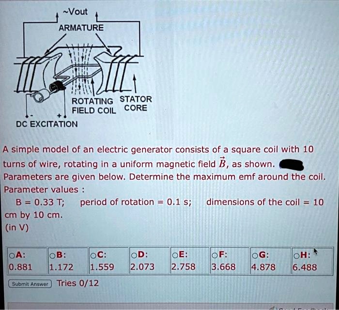 SOLVED: A simple model of an electric generator consists of a square ...