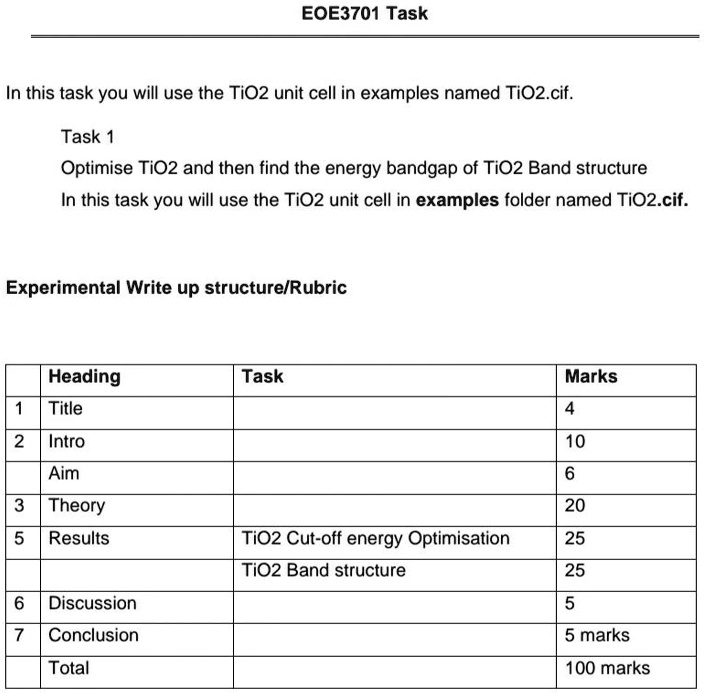 EOE3701 Task In this task you will use the TiO2 unit cell in examples ...