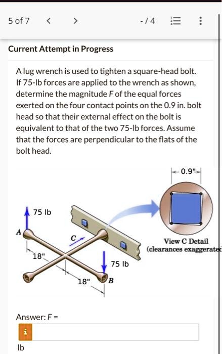 Current Attempt in Progress A lug wrench is used to tighten a square ...