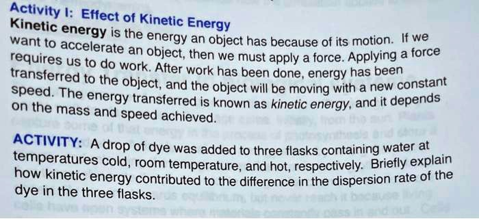 SOLVED: Activity Effect of Kinetic Energy Kinetic energy is the energy ...