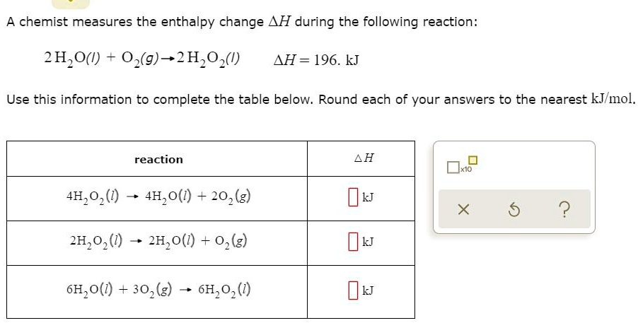 SOLVED: A chemist measures the enthalpy change Î”H during the following ...