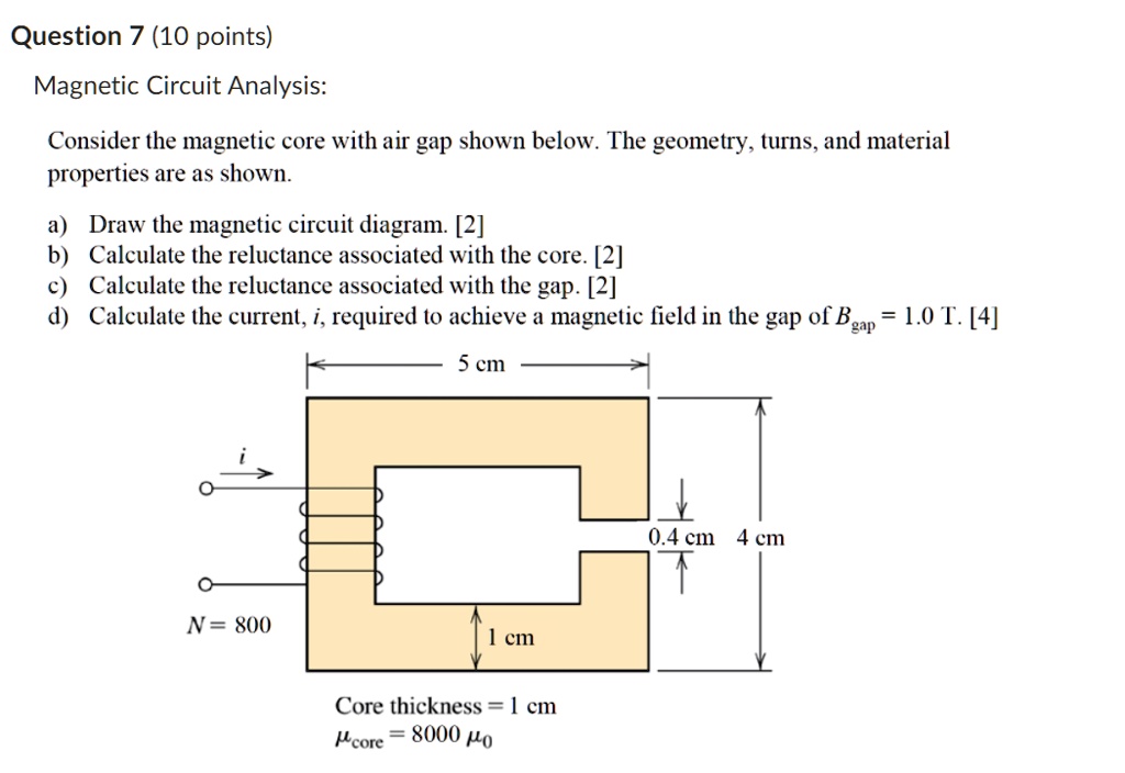 Question 7 (10 points) Magnetic Circuit Analysis: Consider the magnetic ...