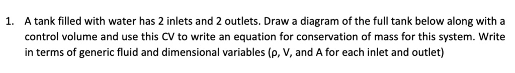 SOLVED: A tank filled with water has 2 inlets and 2 outlets. Draw a ...