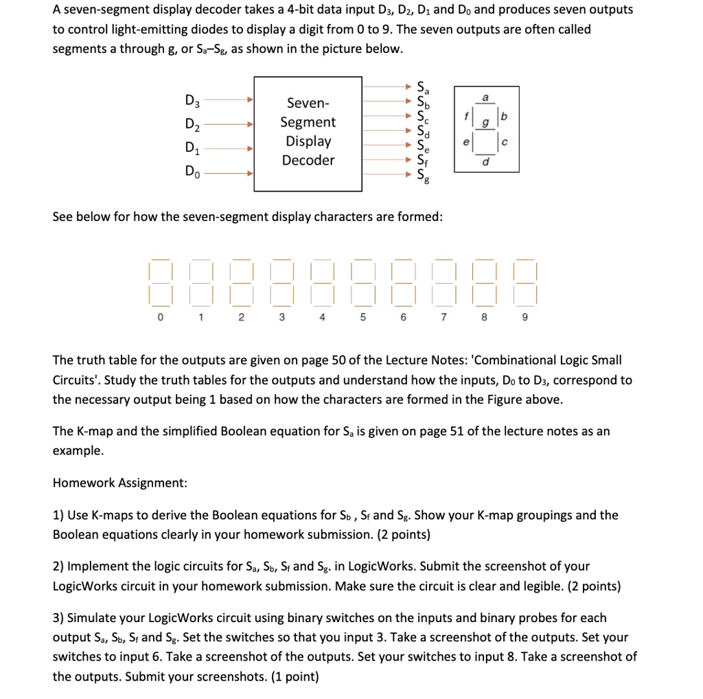 Solved Question 3 Please Ignore 1 And 2 A Seven Segment Display Decoder Takes A 4 Bit Data 9672