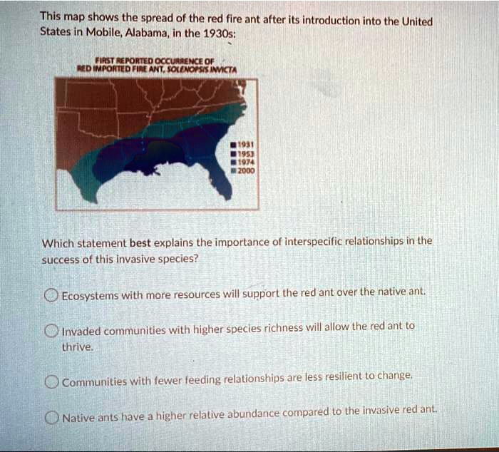 this map shows the spread of the red fire ant after its introduction ...
