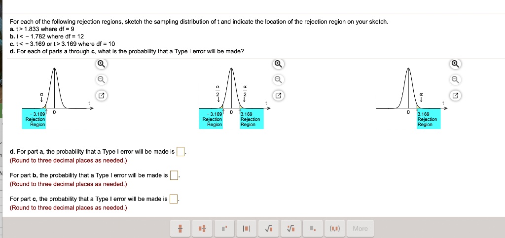 SOLVED: For each of the following rejection regions, sketch the ...