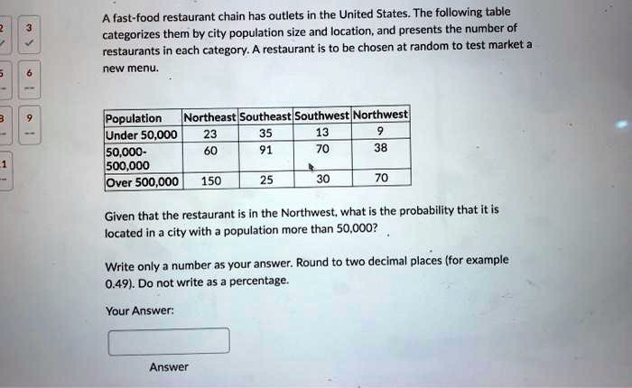 SOLVED: Fast-food restaurant chain has outlets in the United States ...