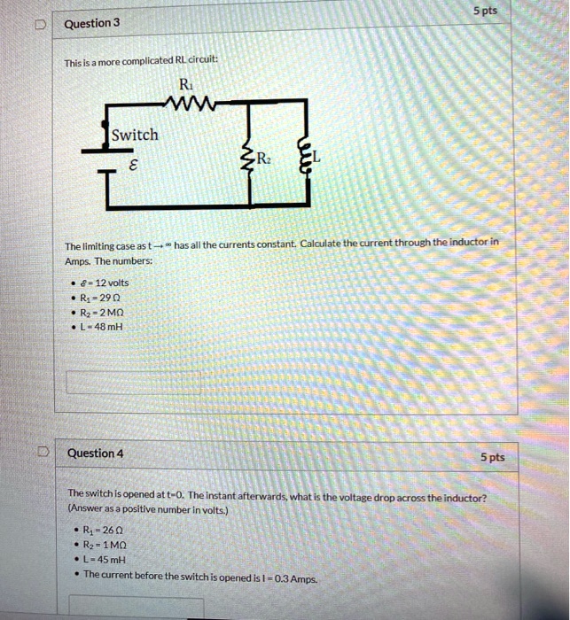 Solved 5 Pts Question 3 This F More Complicated Rl Circuit Switch The