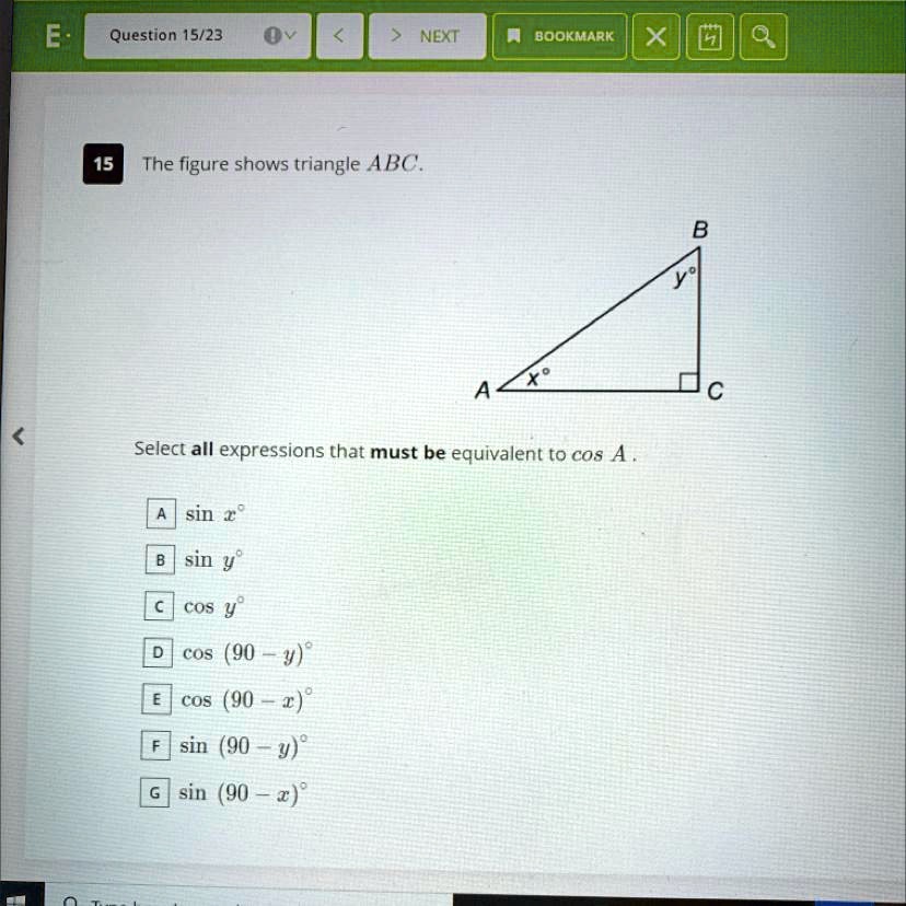 Please help me with this geometry problem, thank you so much. Question 15/23 NEXT bookmark The ...