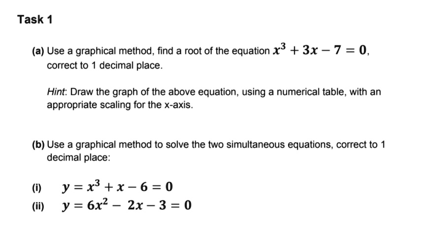 SOLVED: Task 1 (a) Use a graphical method, find a root of the equation ...